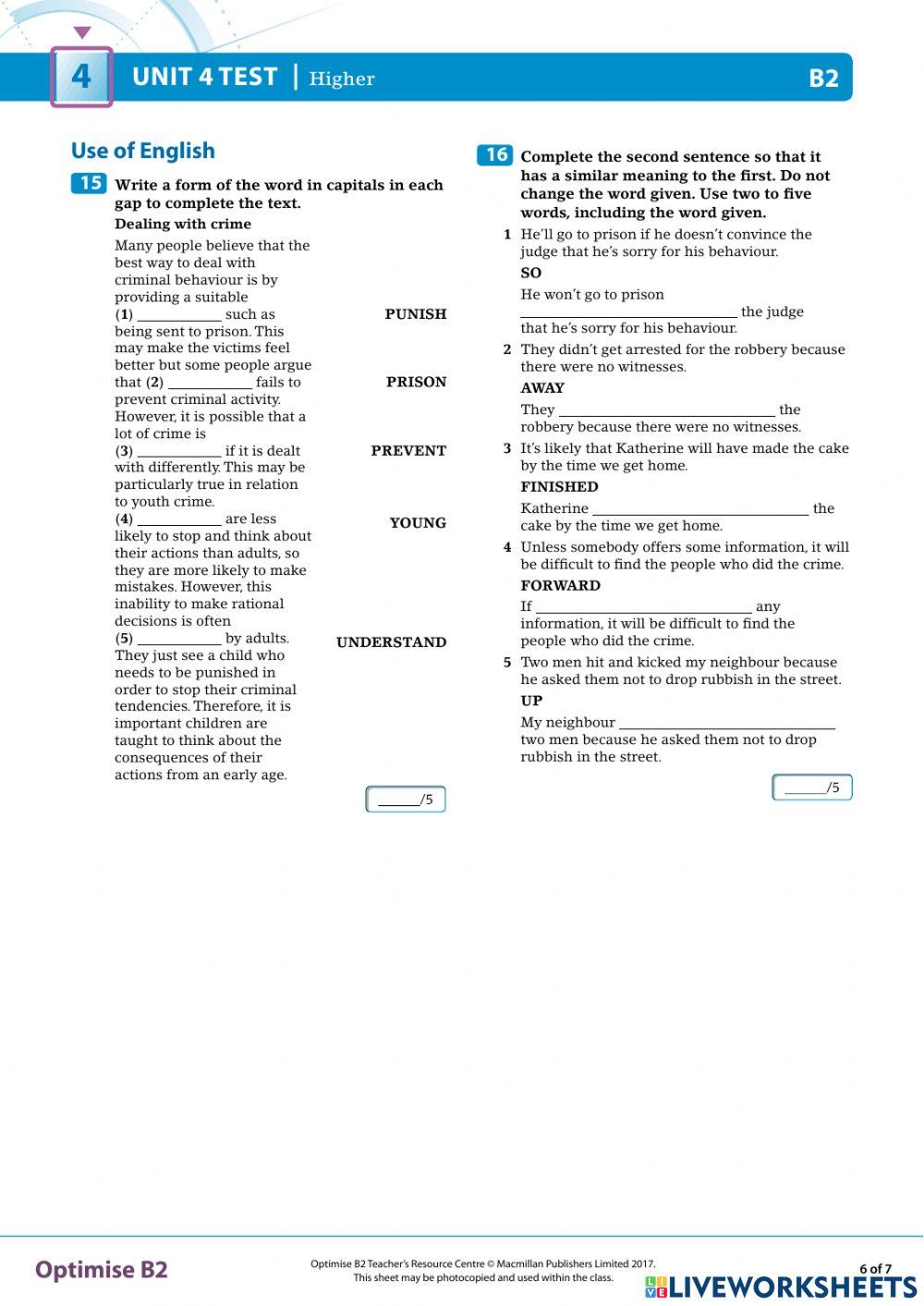 6664585 | OPTIMISE B2 TEST UNIT 4 | ANDREA JULIA