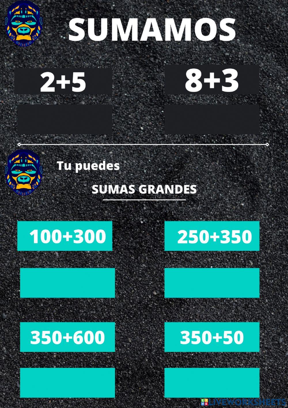 Sumas | prainspok | Live Worksheets