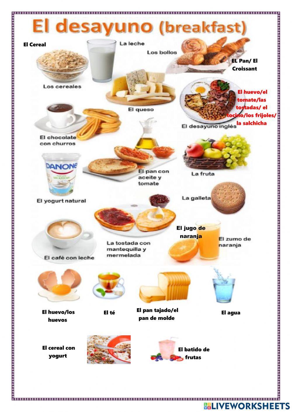 desayuno worksheet