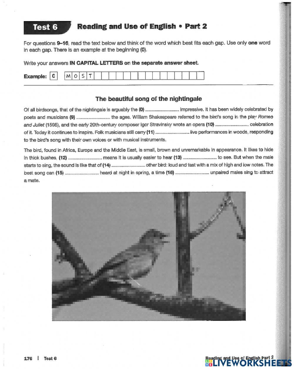 Cambridge: First – TEST 6 – READING AND USE OF ENGLISH (the last text ...