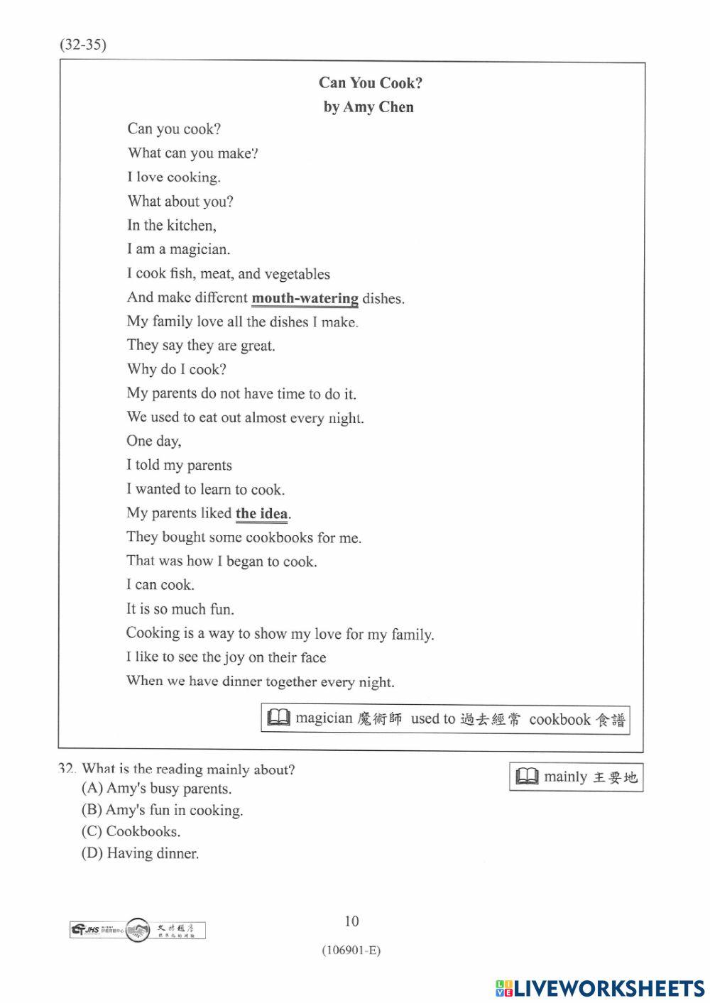 106-1-2會考模考 | library0213 | Live Worksheets