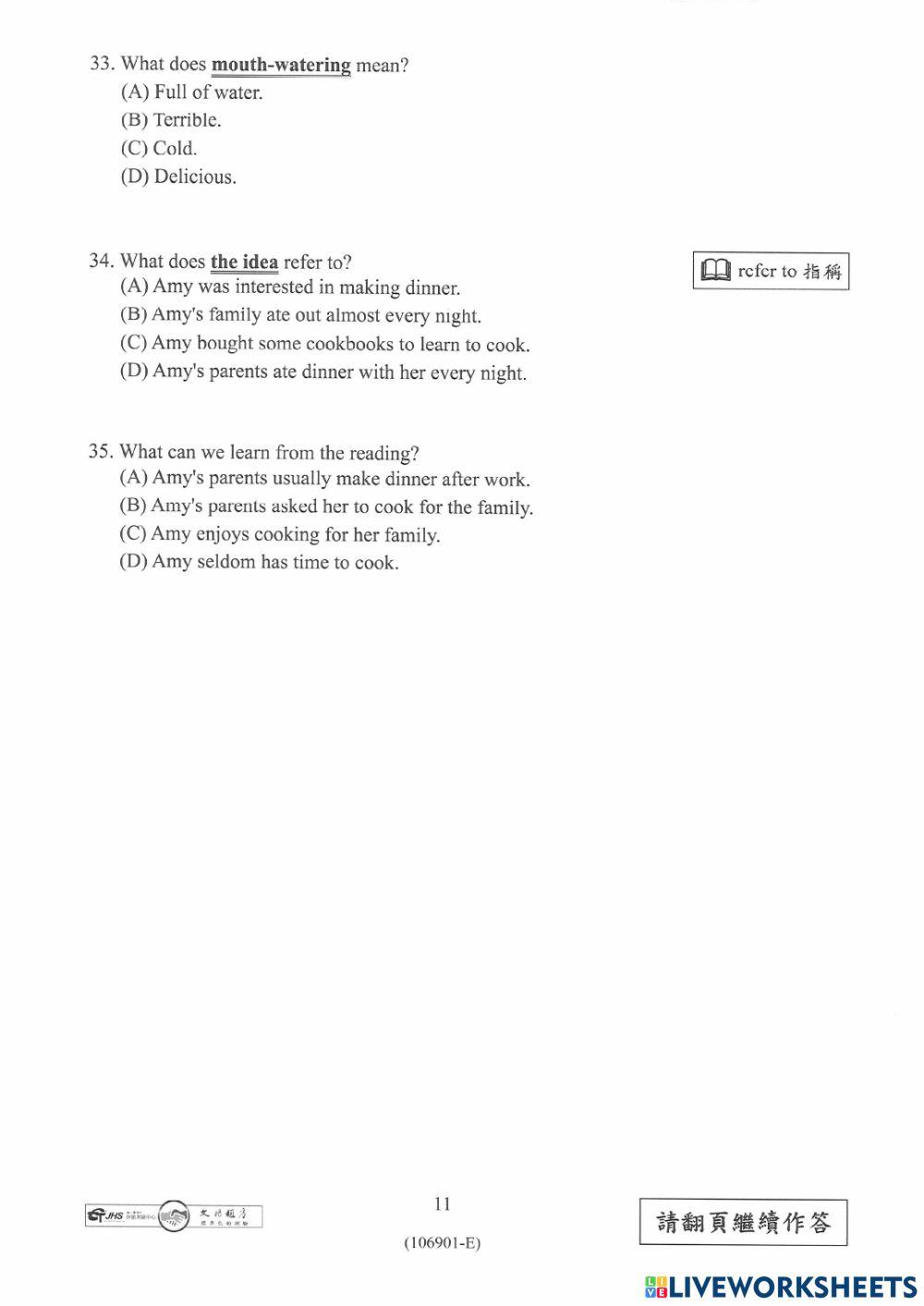 106-1-2會考模考 | library0213 | Live Worksheets