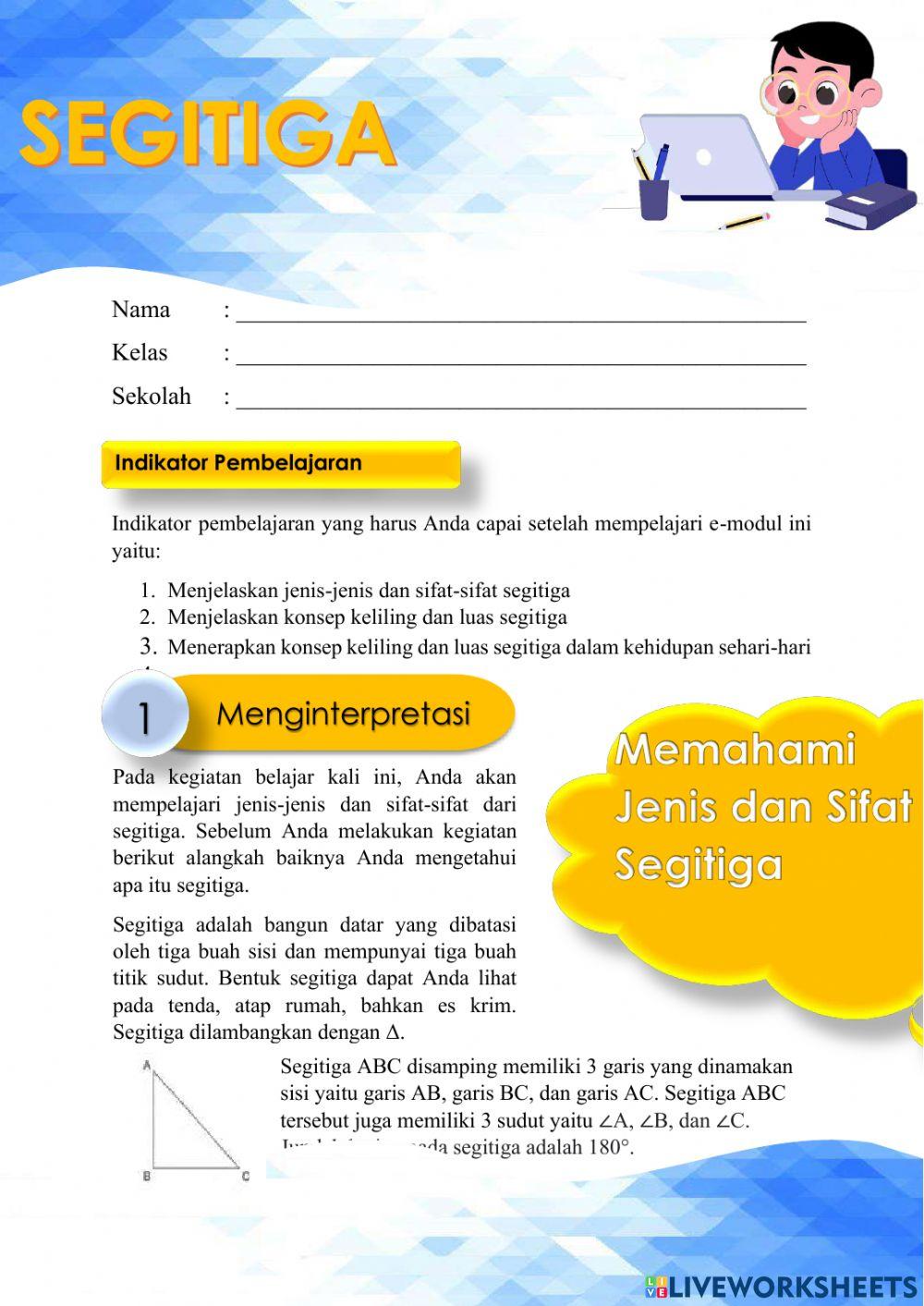 Segiempat dan segitiga exercise for Grade 7 | Live Worksheets