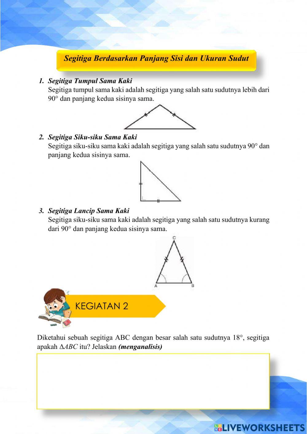 Segiempat dan segitiga exercise for Grade 7 | Live Worksheets
