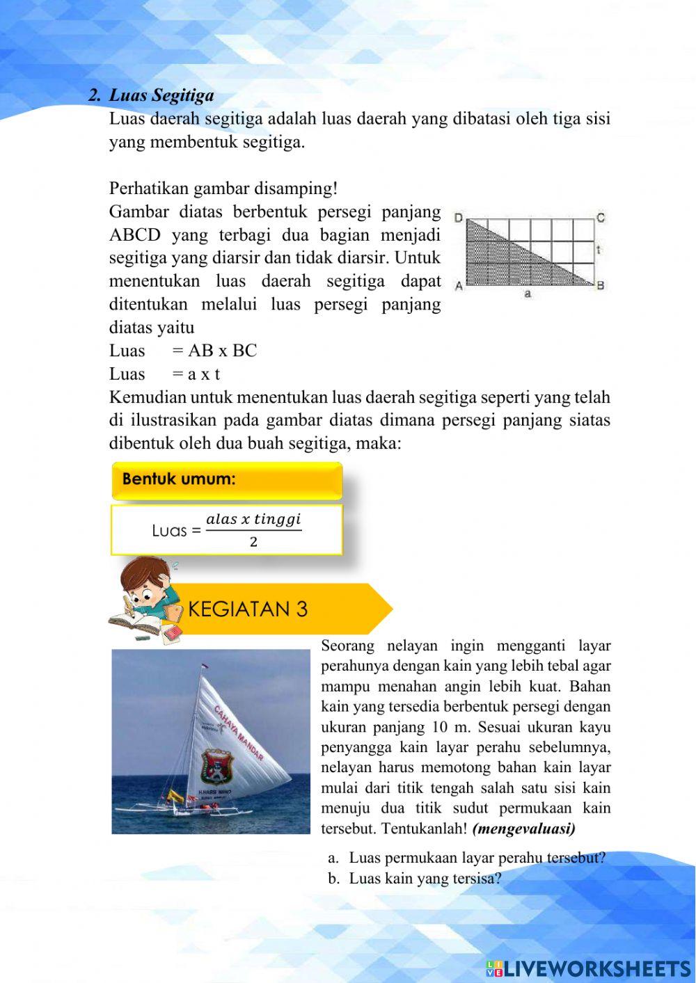 Segiempat dan segitiga exercise for Grade 7 | Live Worksheets