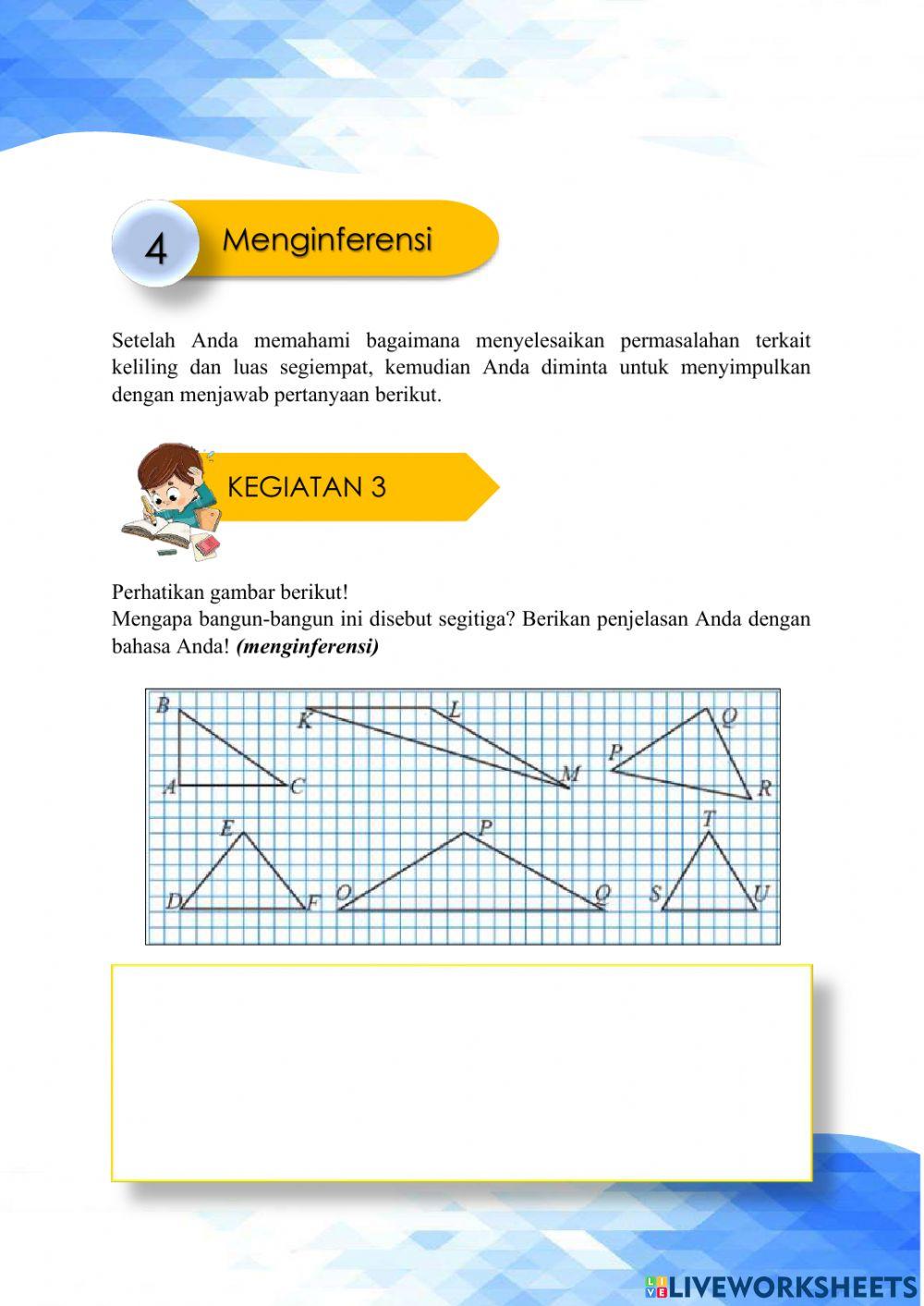 Segiempat dan segitiga exercise for Grade 7 | Live Worksheets
