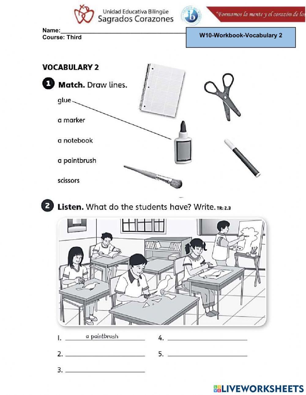 W10-Workbook-Vocabulary 2(Third) worksheet | Live Worksheets