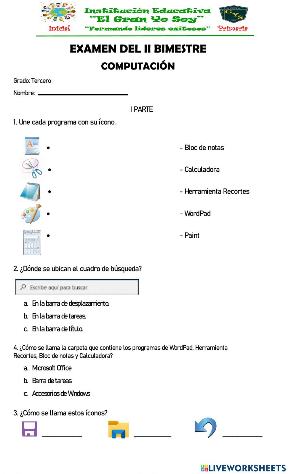 Examen Bimestra… | Free Interactive Worksheets | 3197581