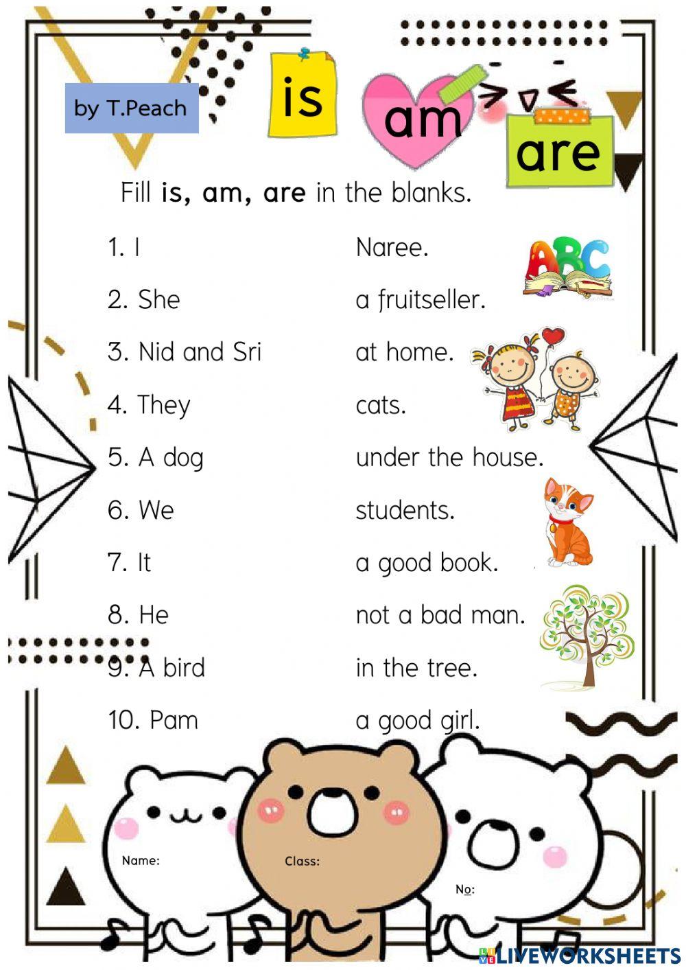 Verb to be online exercise for Grade 5 | Live Worksheets
