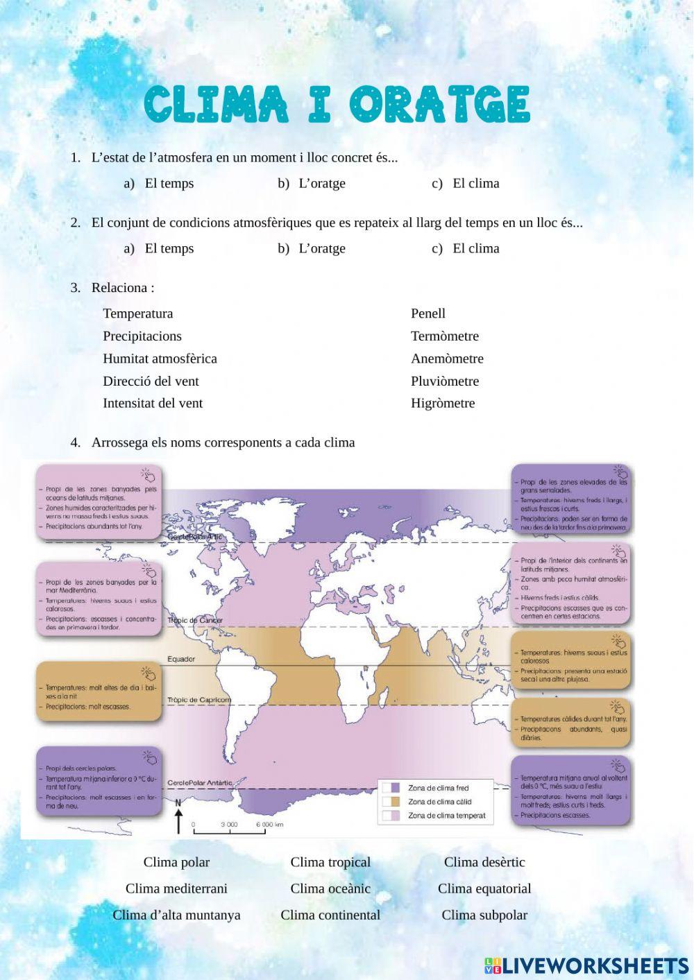 Clima online pdf exercise | Live Worksheets
