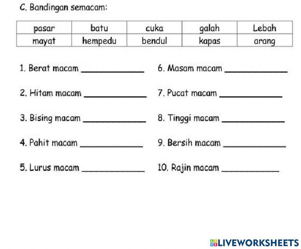 Bandingan semac… | Free Interactive Worksheets | 1180733