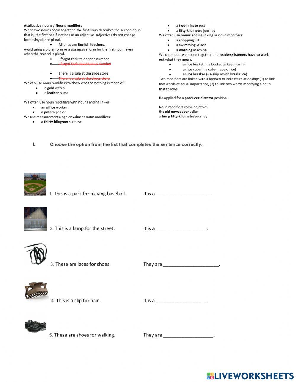 session 3 attributive nouns online exercise for | Live Worksheets