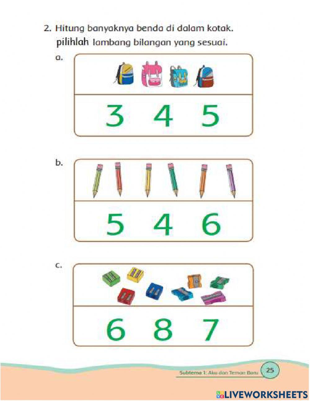 Menghitung exercise | Live Worksheets