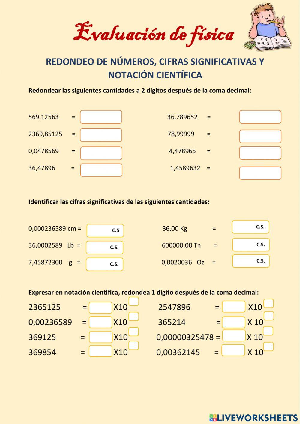 REDONDEO DE NUMEROS,CIFRAS SIGNIFICATIVAS Y NOTACION CIENTIFICA online ...