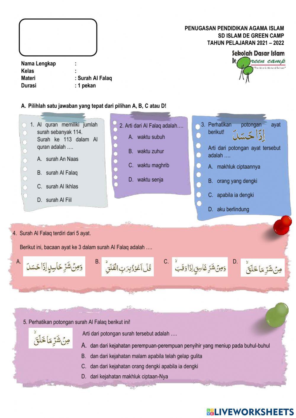 Pendidikan Agama Islam interactive exercise for 4 | Live Worksheets