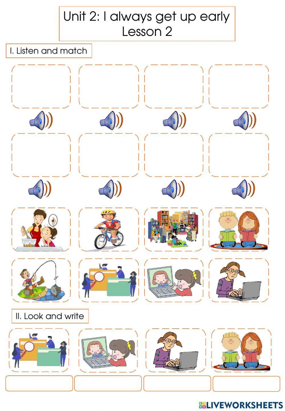 Unit 2 lesson 2 I always get up early worksheet | Live Worksheets