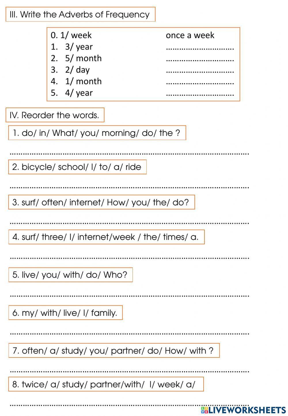 Unit 2 lesson 2 I always get up early worksheet | Live Worksheets