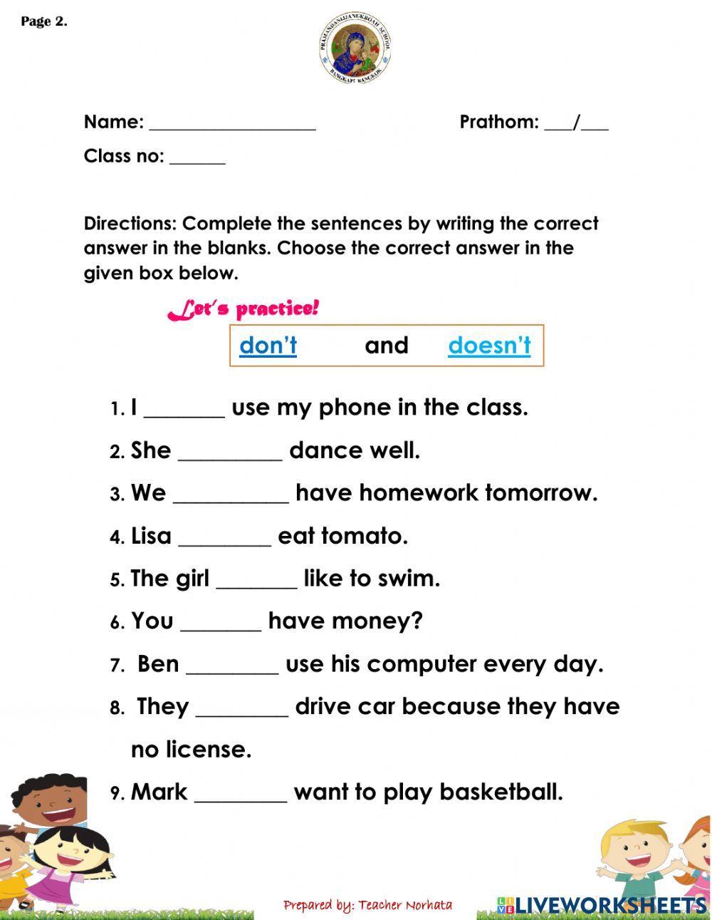 Do, Don't, Does, Worksheet Live Worksheets, 60% OFF