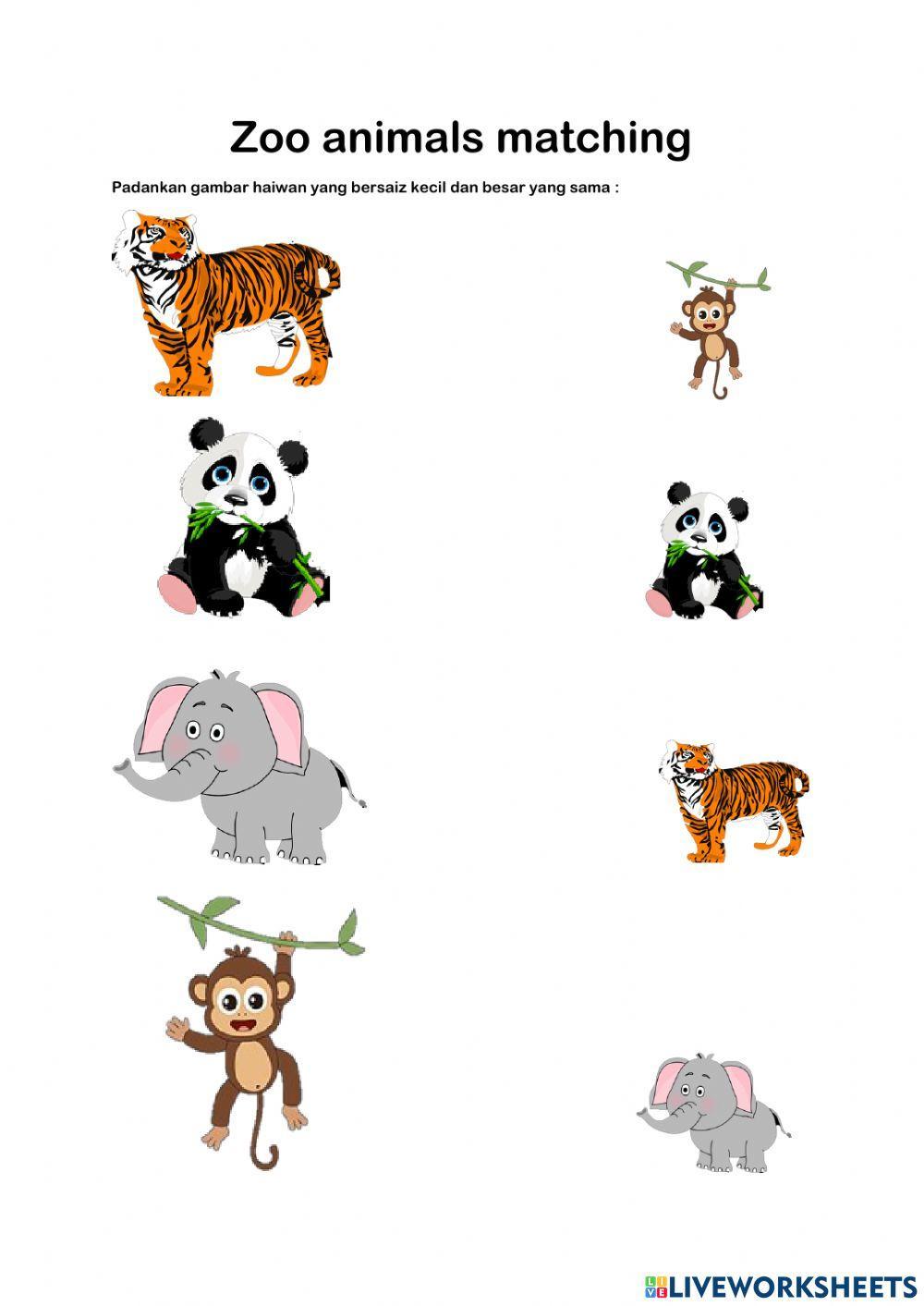 Animals matching | Free Interactive Worksheets | 1182225