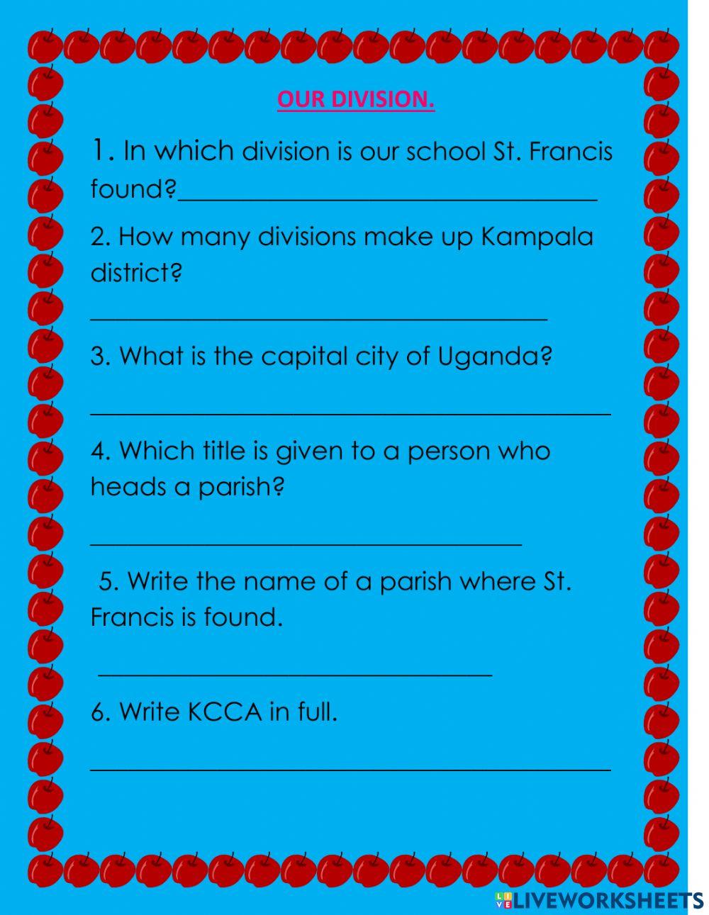 Our division worksheet | Live Worksheets