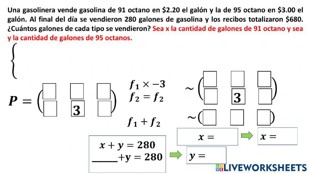 Método Matriz Ampliada Sistema de 2 ecuaciones worksheet | Live Worksheets