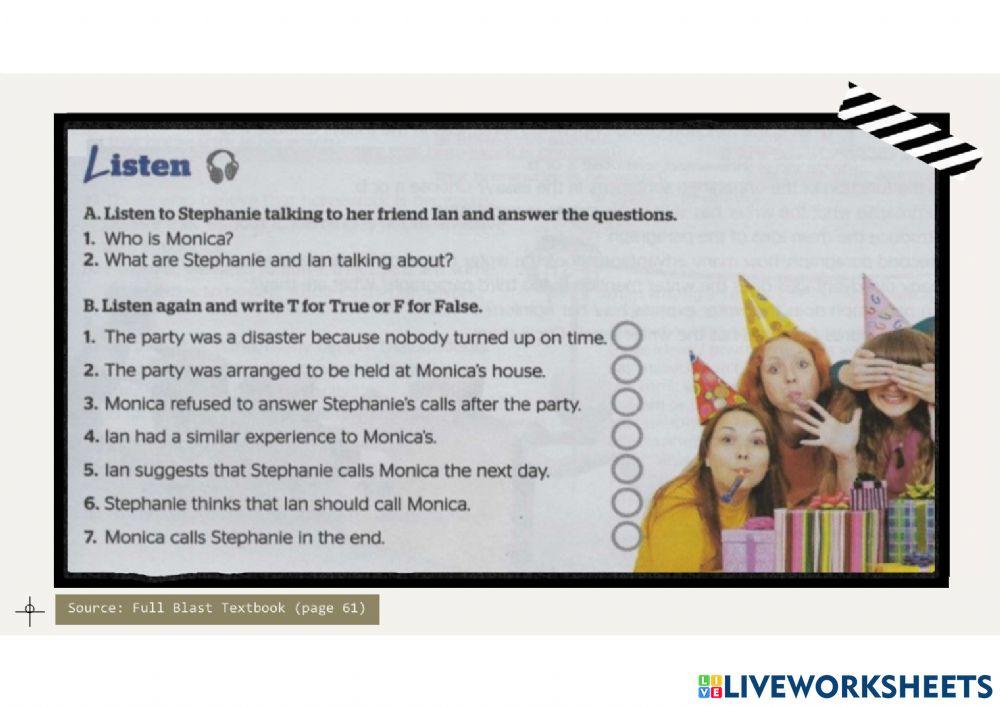 Form 4 Listening (page 61) worksheet | Live Worksheets