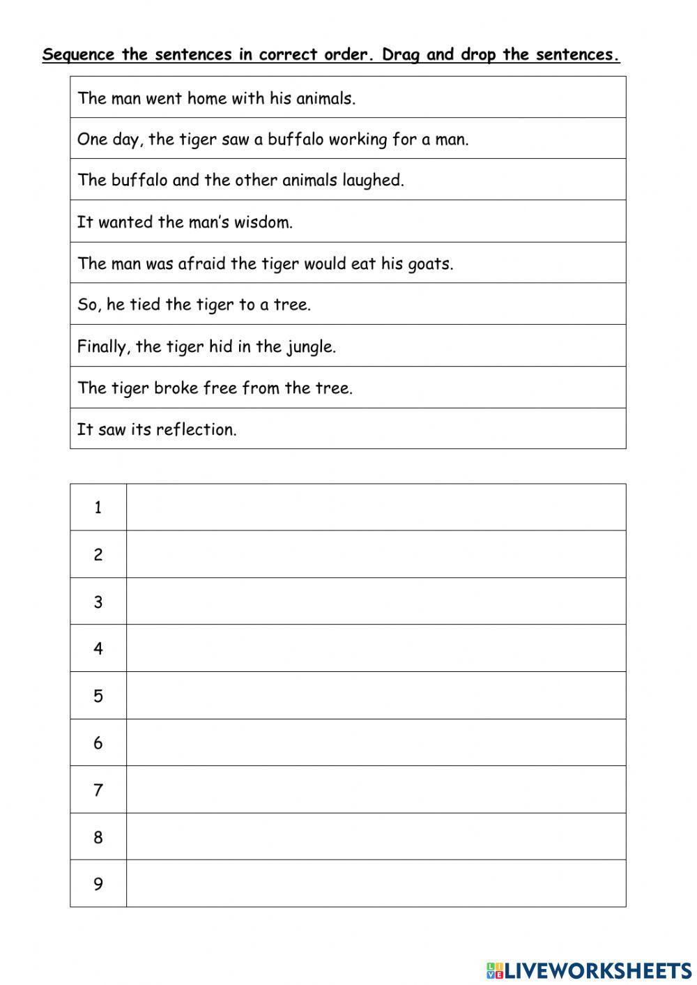 sequencing online exercise for gade 4 | Live Worksheets