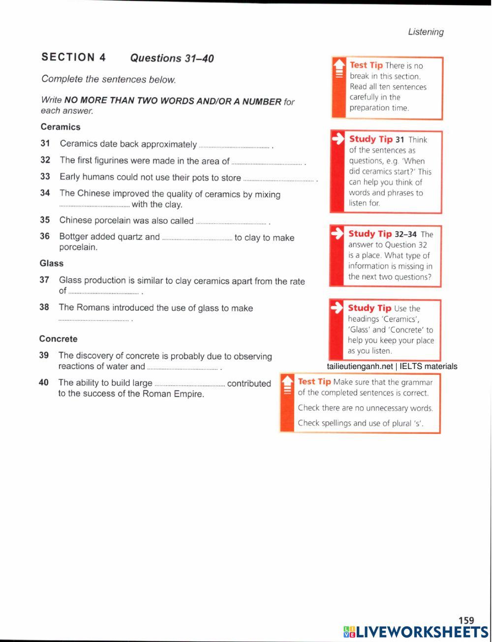 Listening-Test 01 worksheet | Live Worksheets