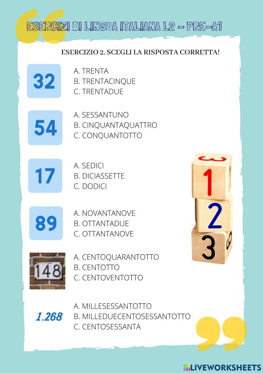 Numeri free online activity | Live Worksheets