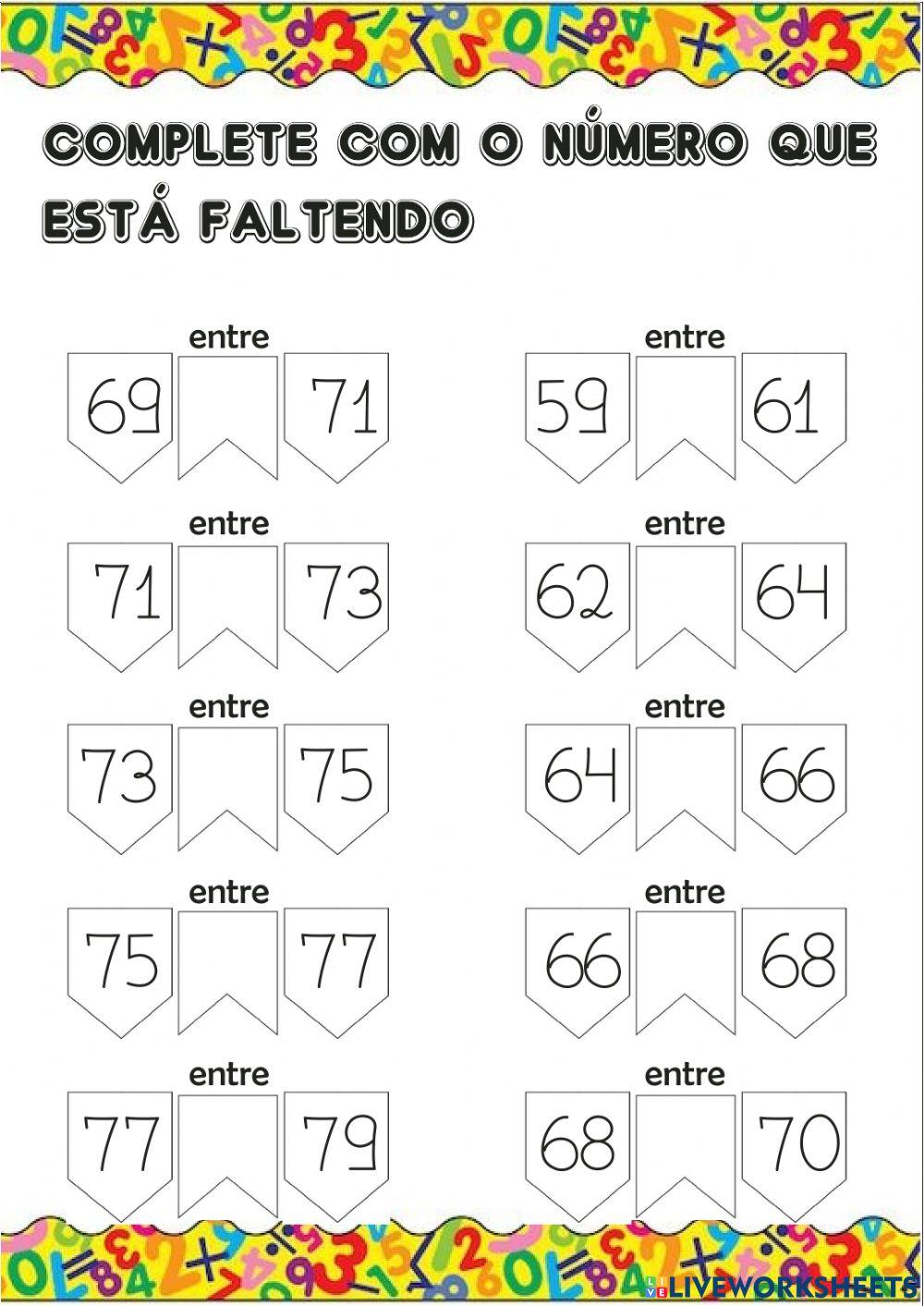 Números até 79 exercise | Live Worksheets