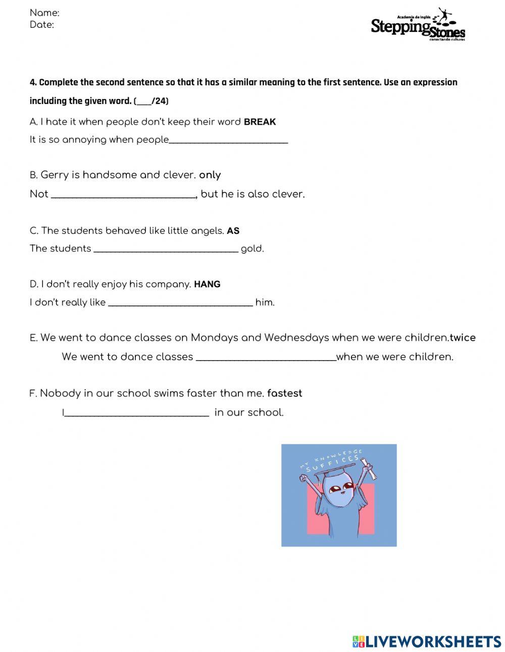 Pre fce exercise | Live Worksheets