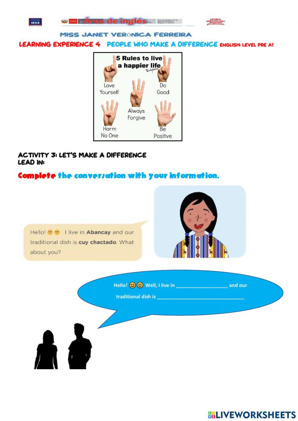 Let’s Make a Difference worksheet | Live Worksheets