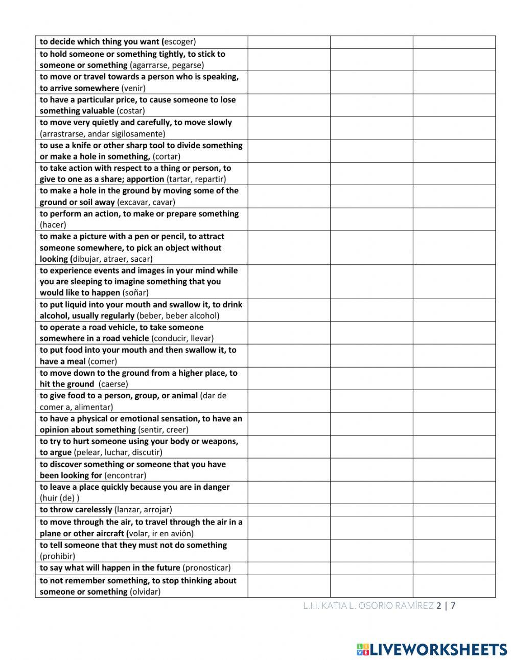 Irregular verbs exam online exercise for | Live Worksheets