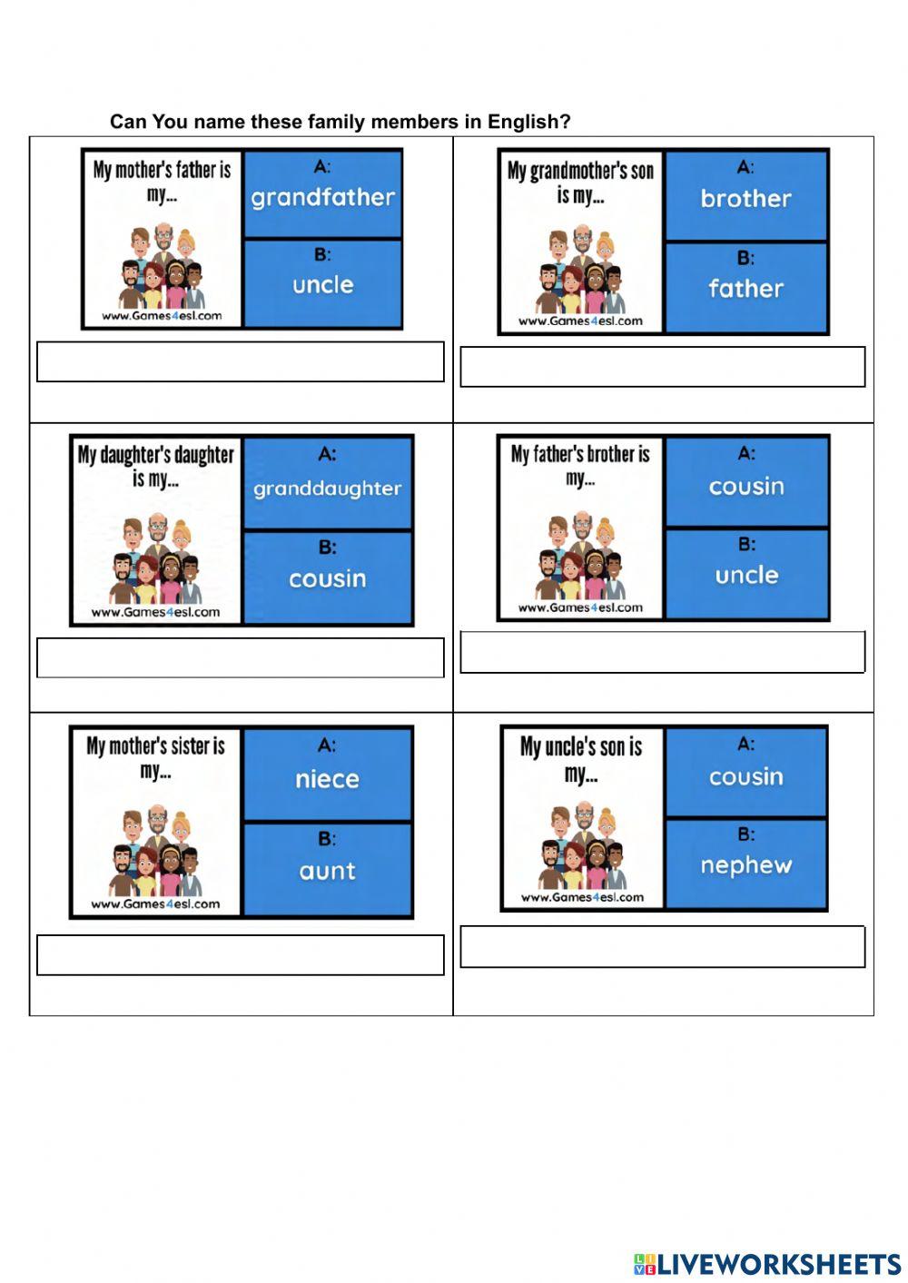 Family quiz online exercise for | Live Worksheets