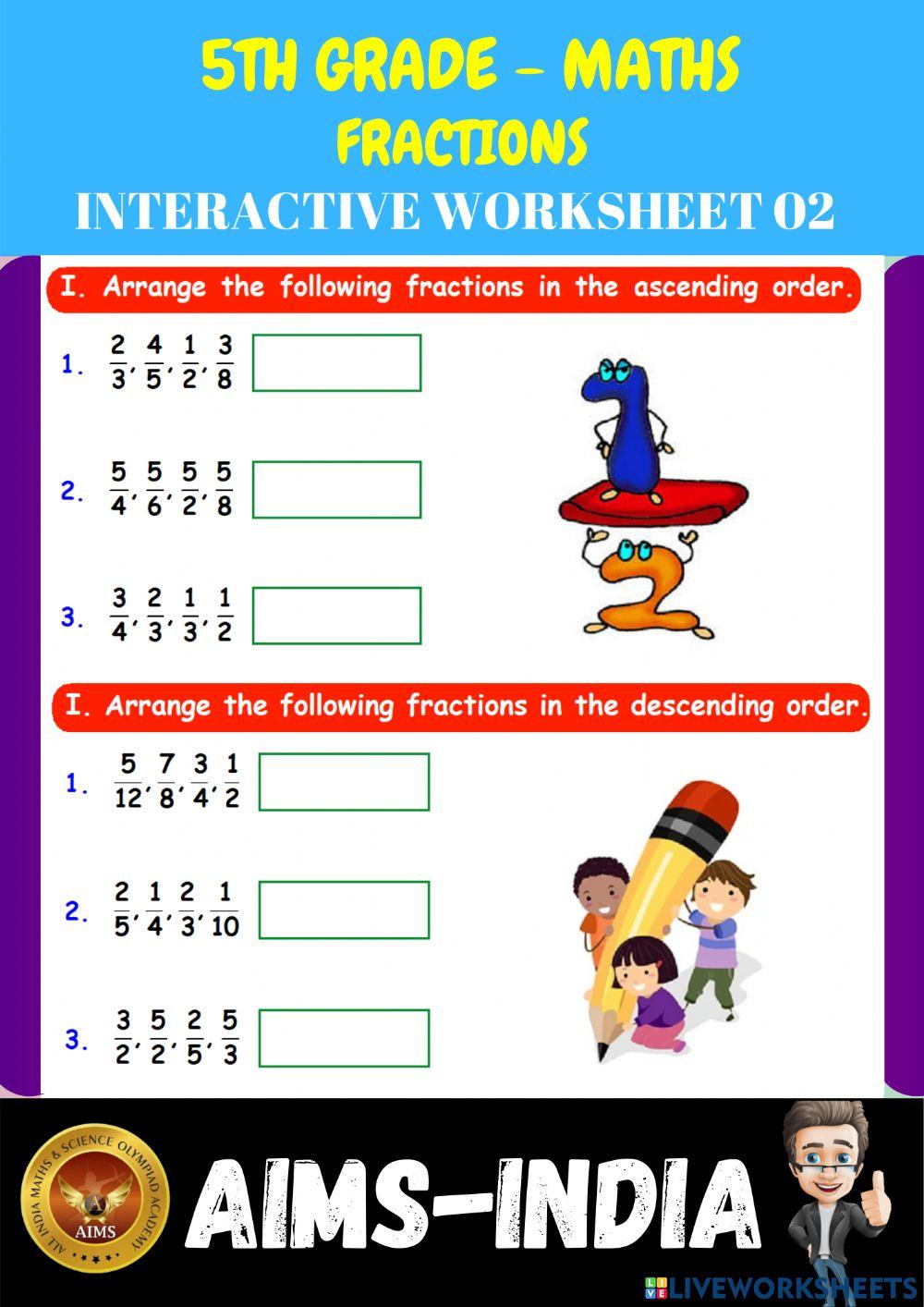 5th-maths-ps02- fractions - ch 06 worksheet | Live Worksheets