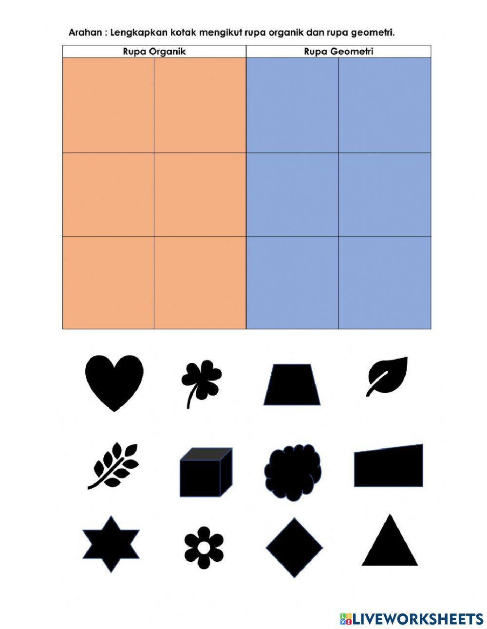 Rupa organik da… | Free Interactive Worksheets | 1184213