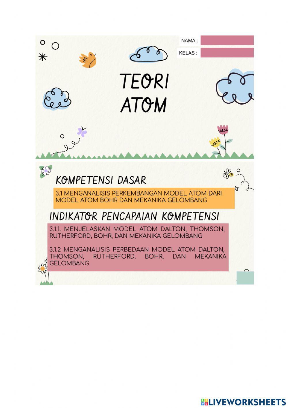 Teori Atom worksheet | Live Worksheets