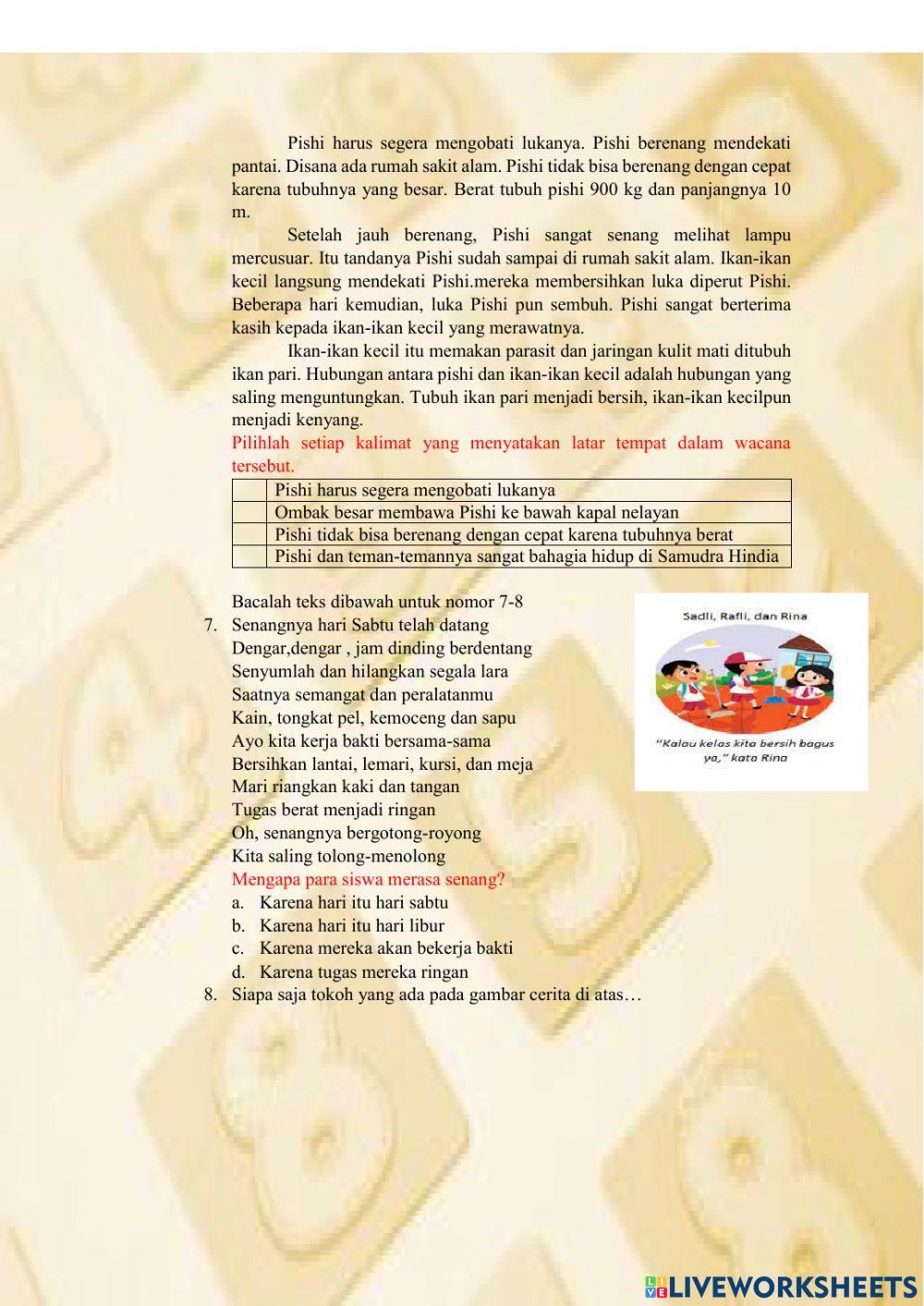 Numerasi dan literasi worksheet | Live Worksheets