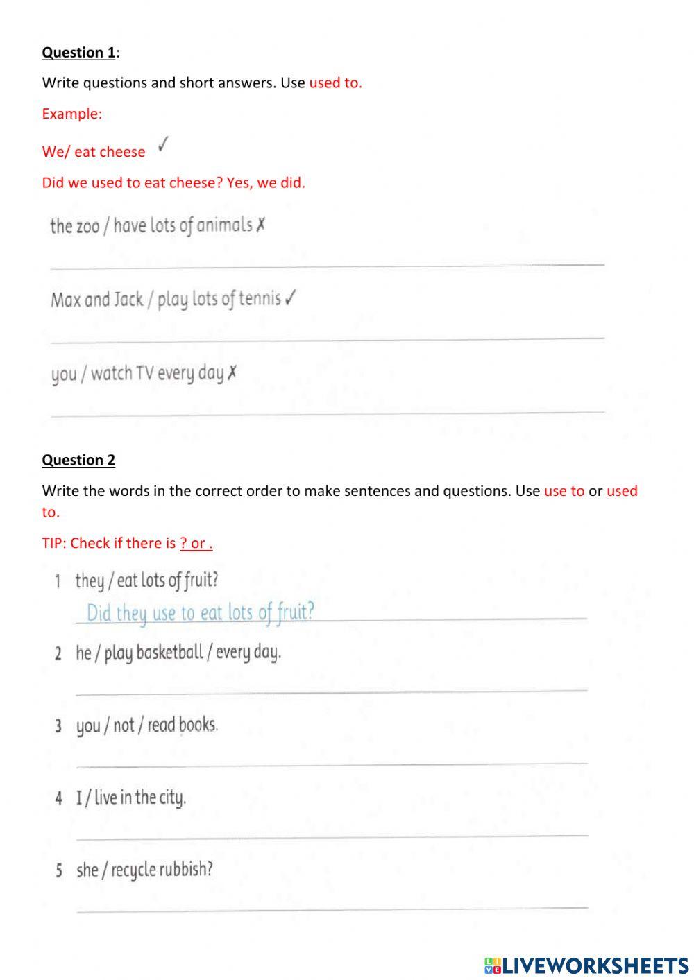 Grammar used to 1184437 | Tammy | Live Worksheets