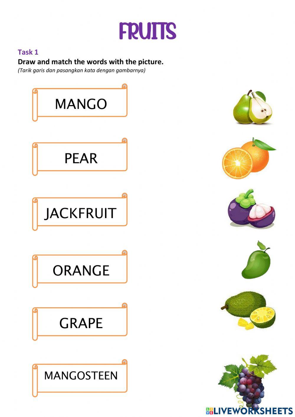Fruits online exercise for Elementary | Live Worksheets
