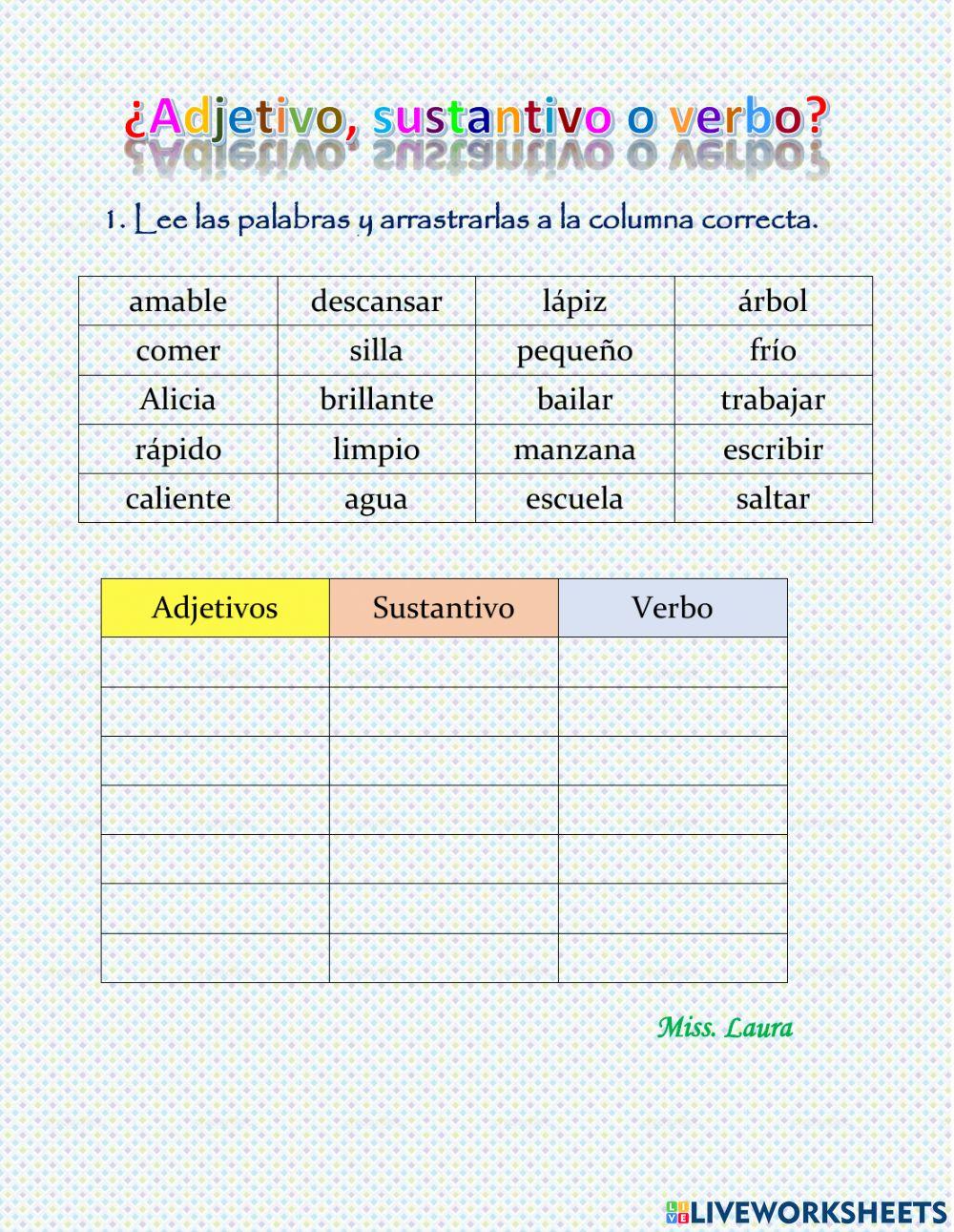 1184316 Adjetivos Sustantivos Y Verbos Laura Lorena