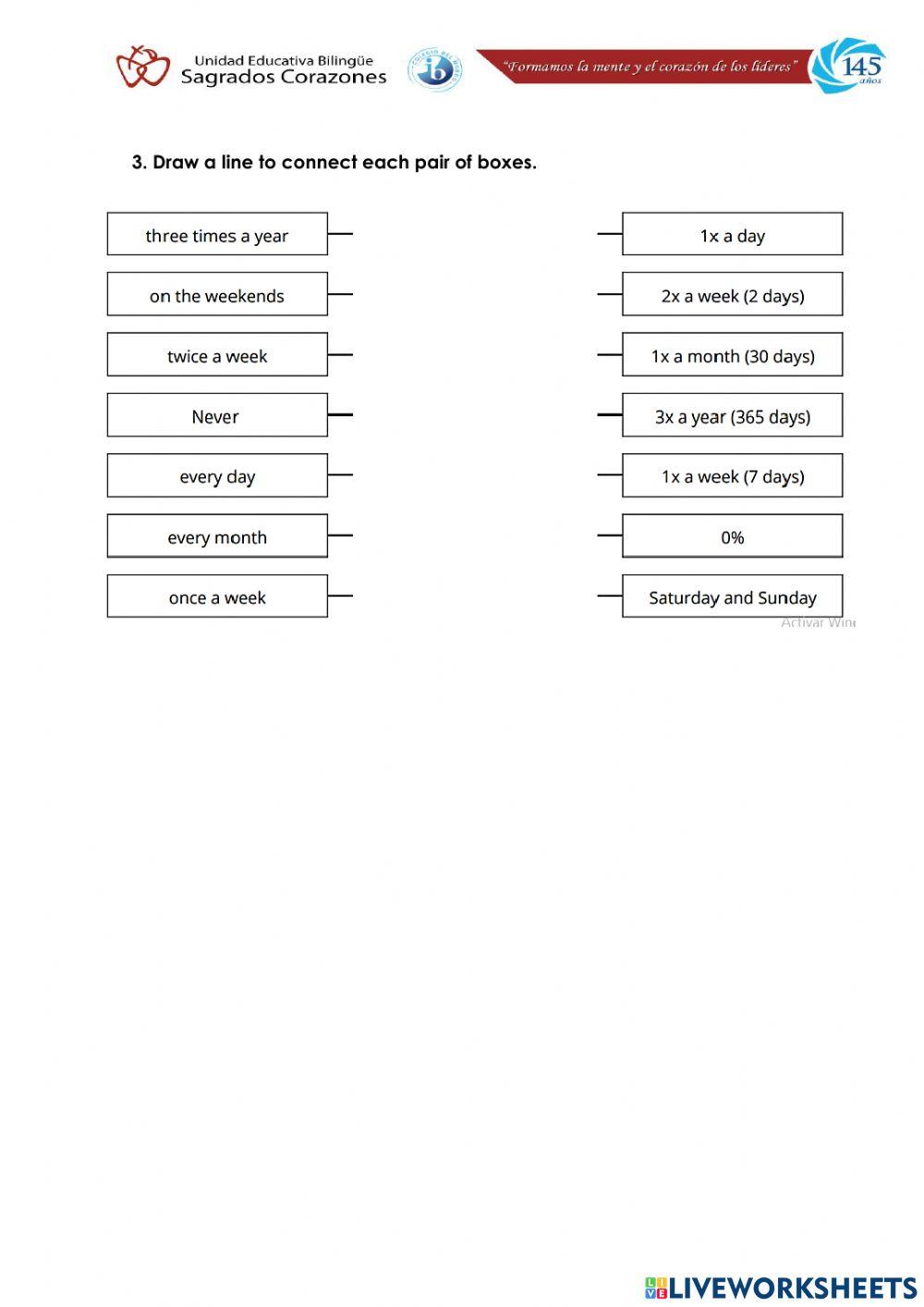 Expressions of Frequency online activity | Live Worksheets