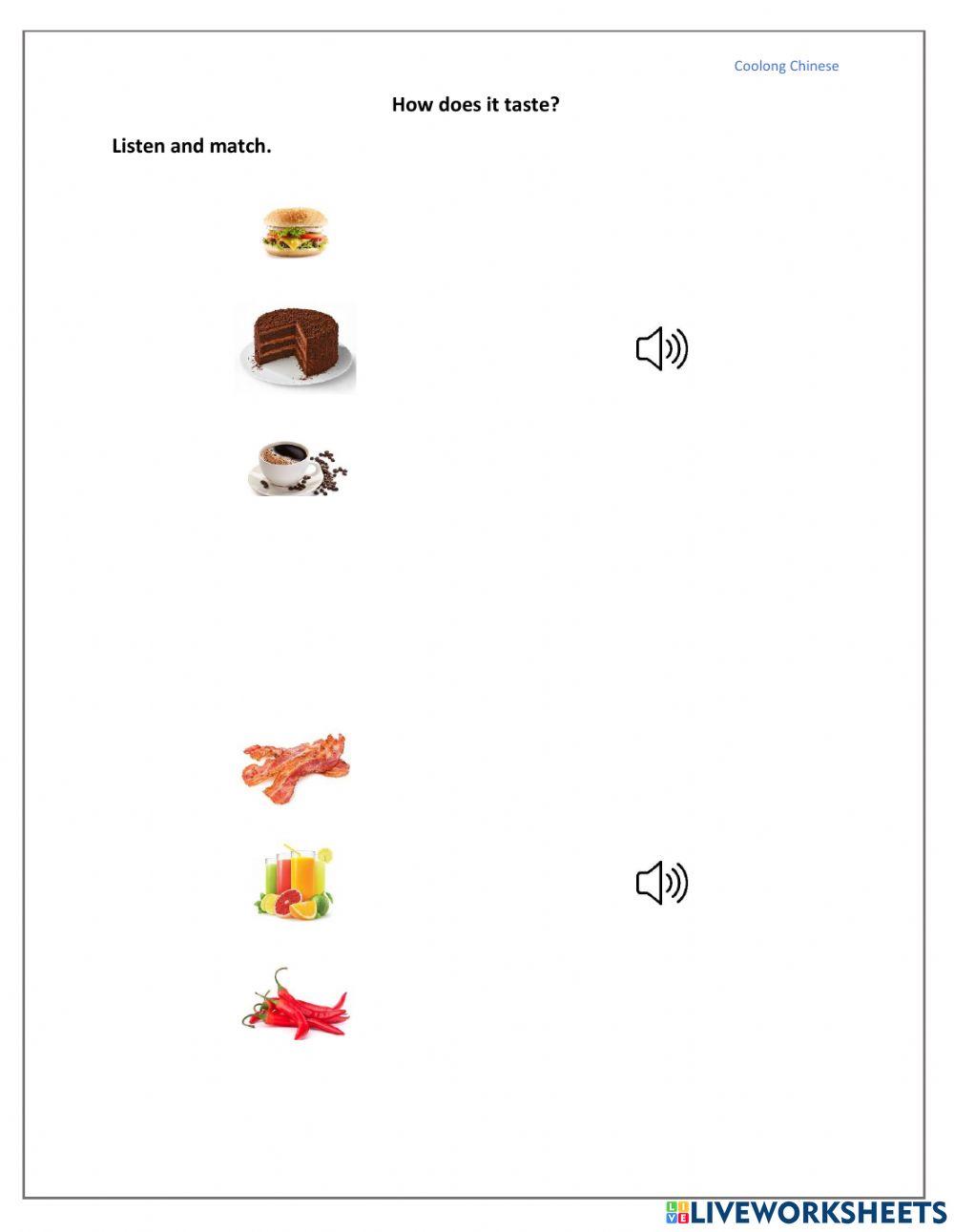 Tastes online exercise | Live Worksheets