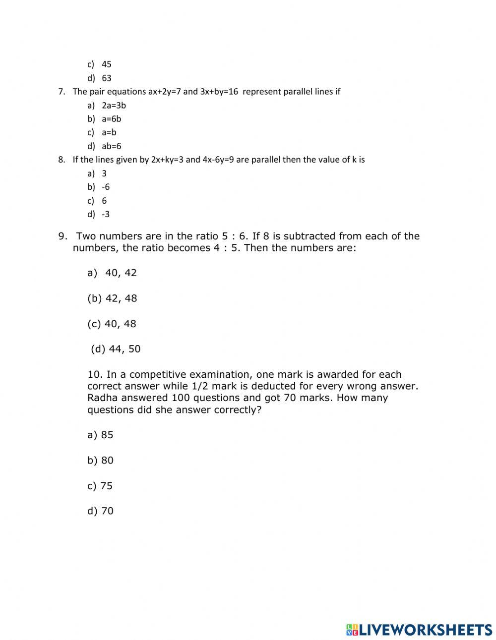 Ch 3 class 10 th worksheet | Live Worksheets
