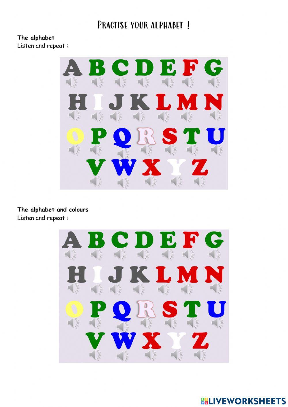 Practise your alphabet worksheet | Live Worksheets