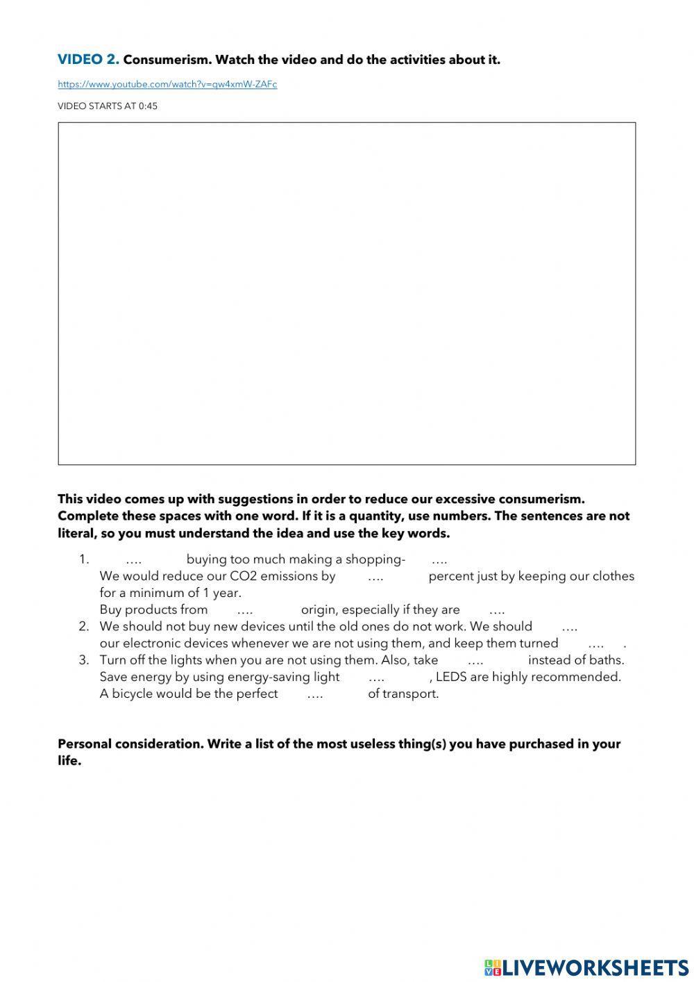 Consumerism | Free Interactive Worksheets | 1186075