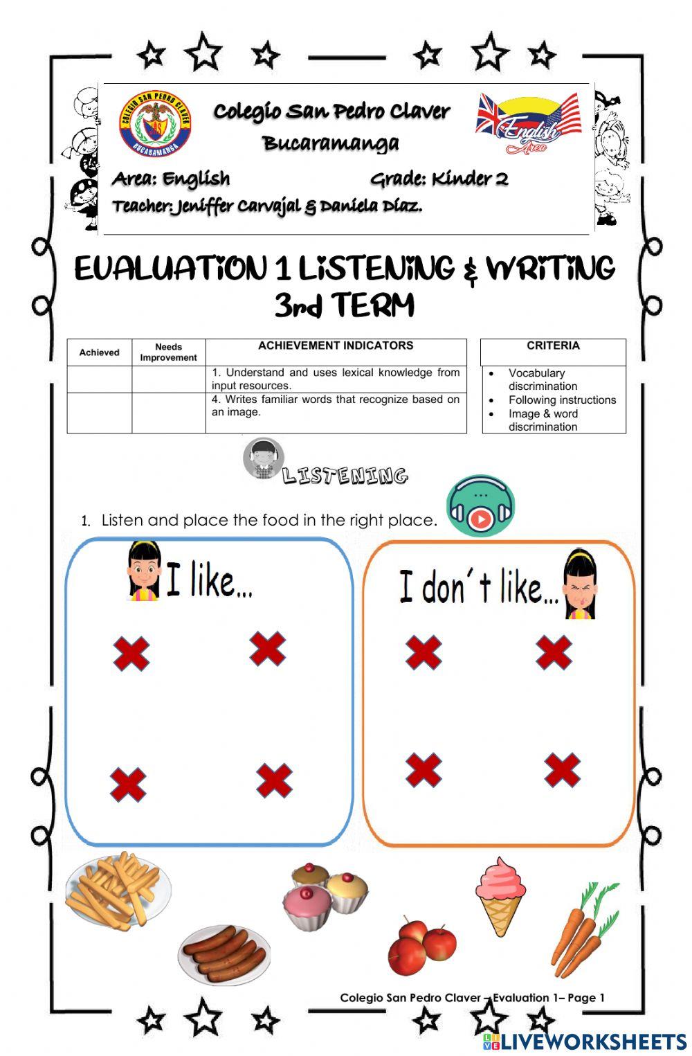 Kinder 2- Eva List worksheet | Live Worksheets