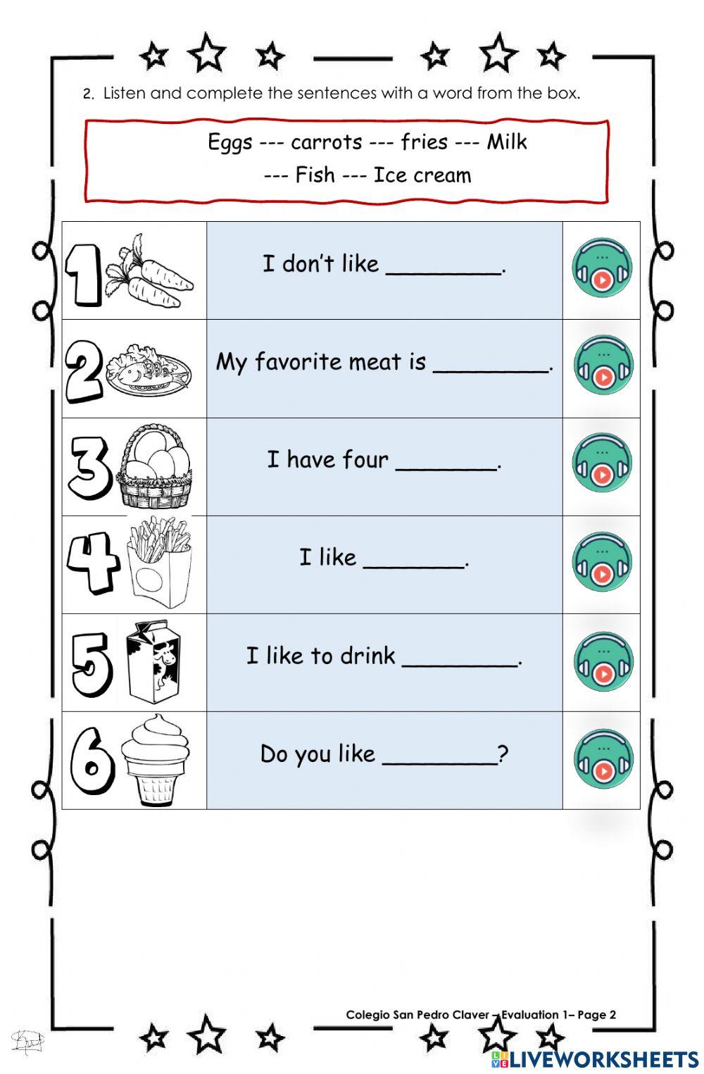 Kinder 2- Eva List worksheet | Live Worksheets