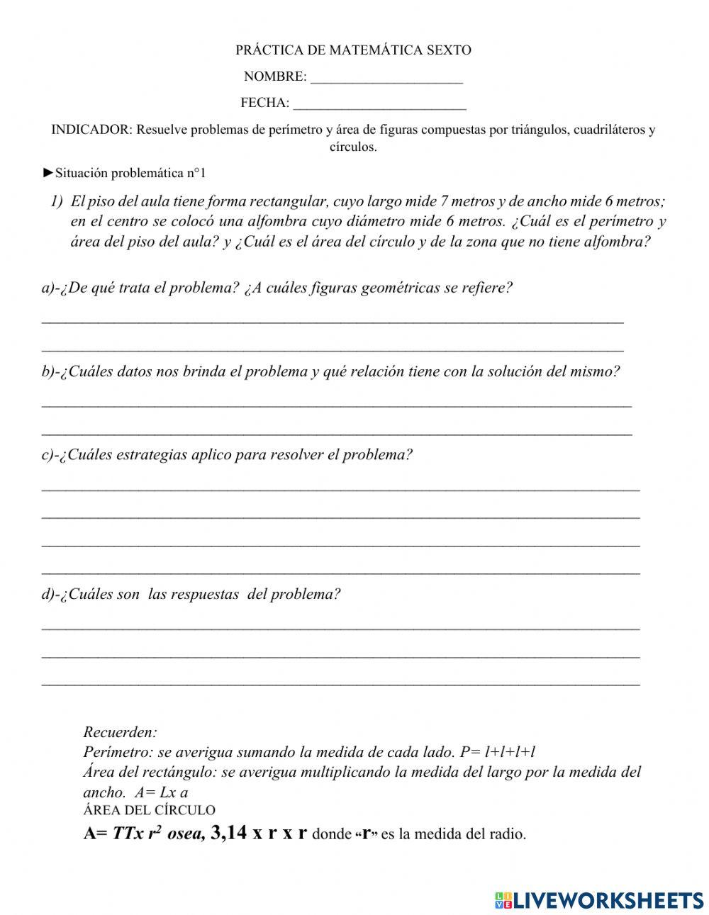 Práctica de MATE worksheet | Live Worksheets