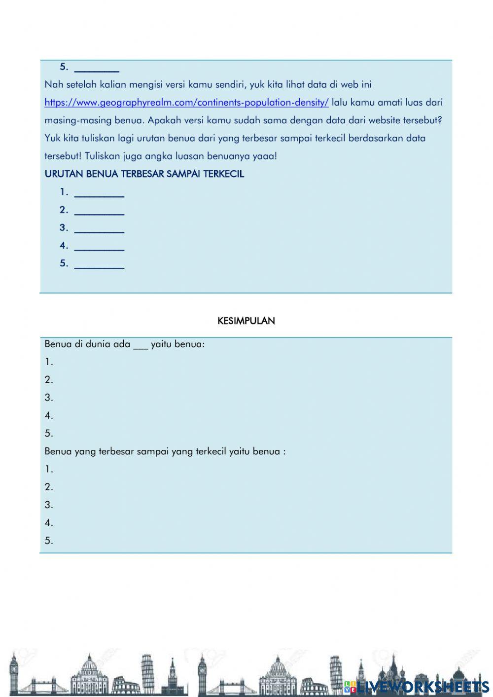 LKPD IPS Letak dan Luas Benua di Dunia 3212169 | verahrwt